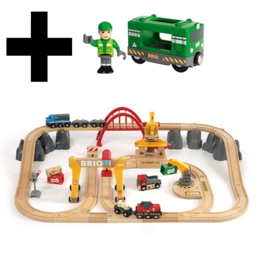 BRIO Cargo Railway Deluxe Set with Vehicle Cargo Engine Bundle