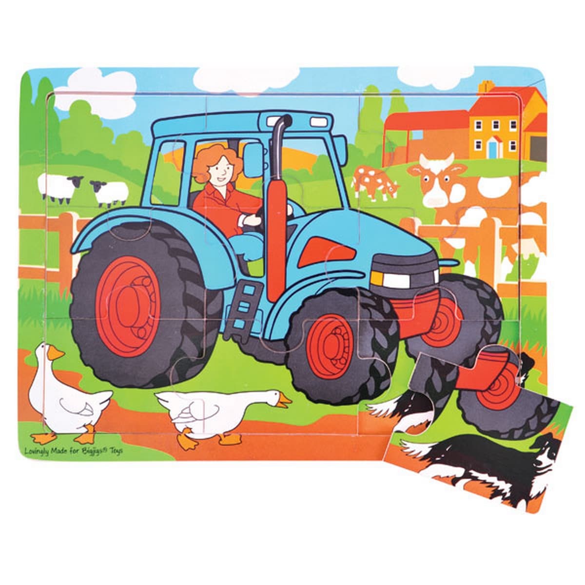 Bigjigs Tray Puzzle Tractor: Farm Fun for Toddlers!