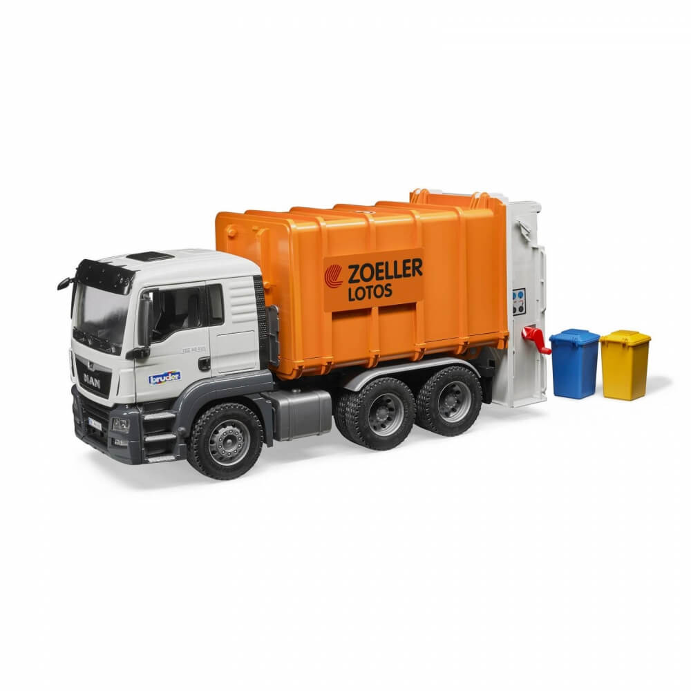 Bruder MAN TGS Rear Loading Garbage Truck Orange | Jadrem Toys