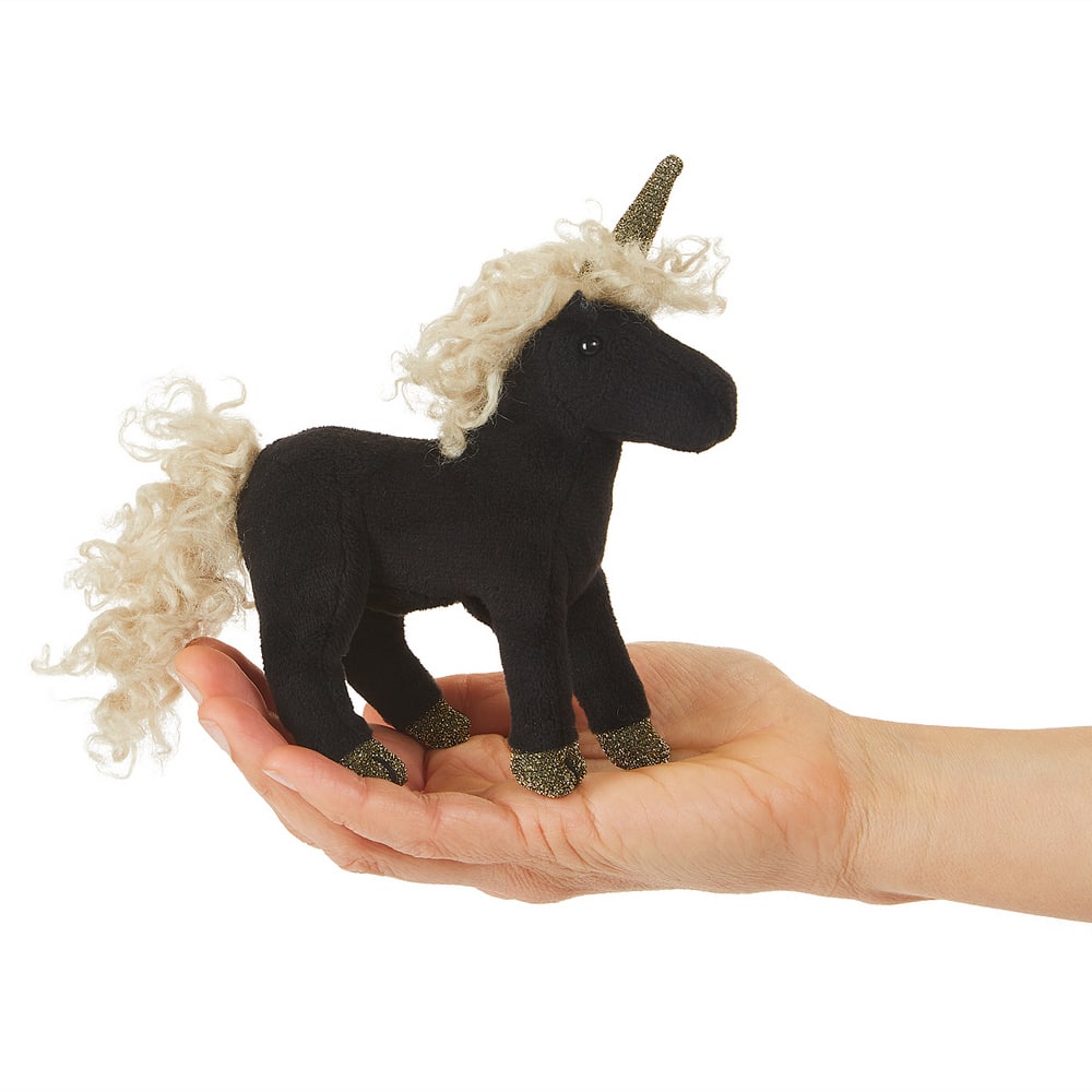 Folkmanis® Pack of 3 Mini Black Unicorn Finger Puppets