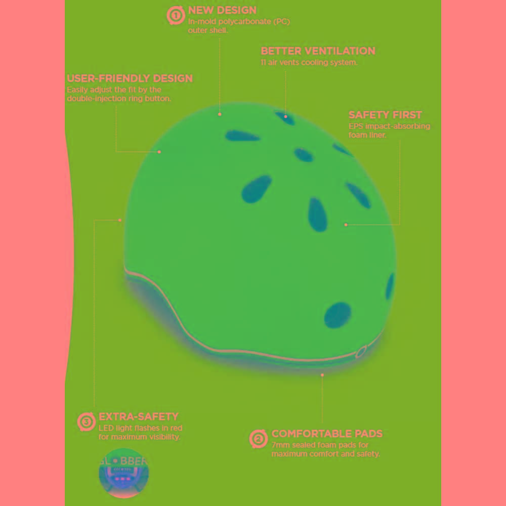 Globber® Navy Blue Toddler Helmet with flashing safety light