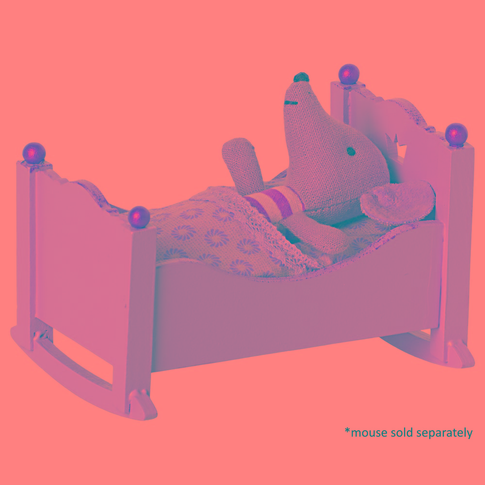 Maileg Cradle Baby Mouse Rose