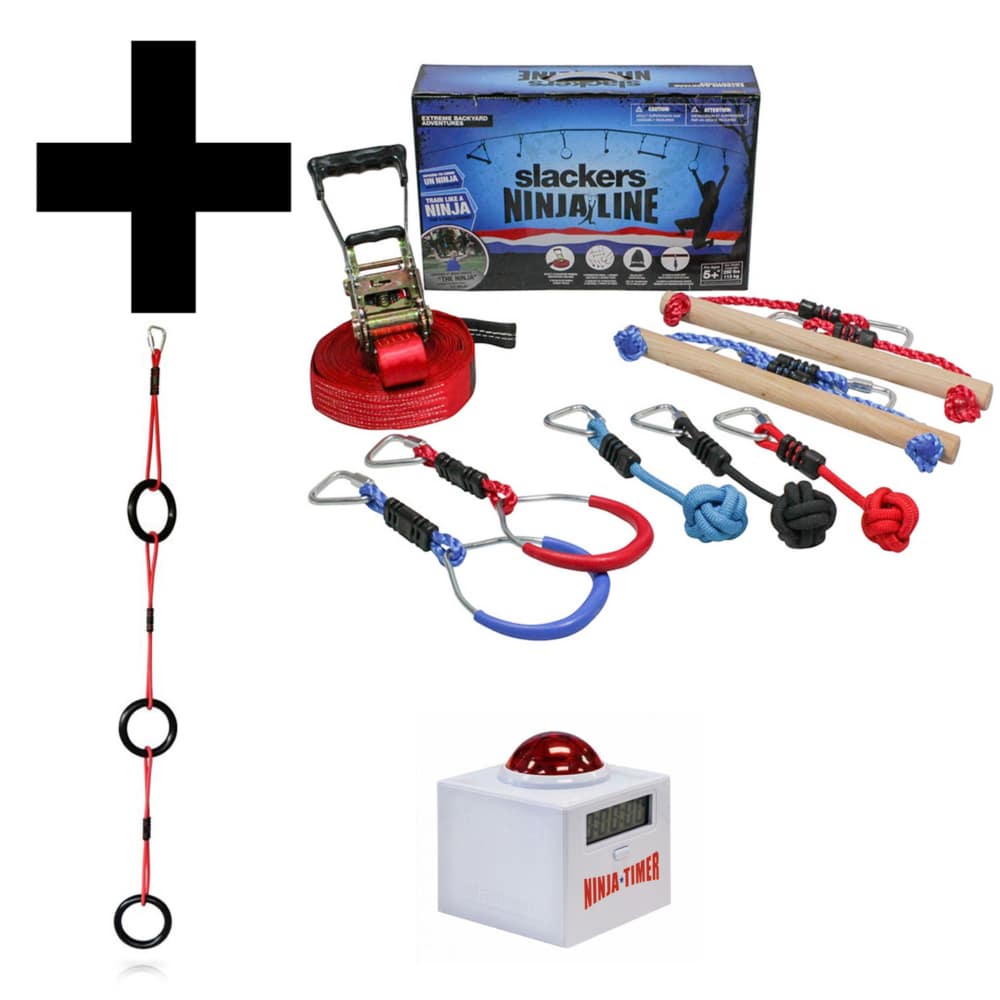 Slackers Ninjaline Intro Kit and Tri-Ring Vine Climber and Timer Bundle